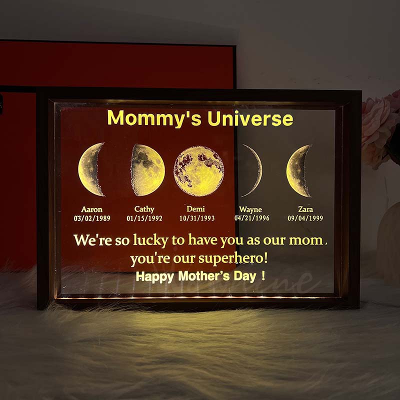 Personalised Moon Phase Led Light Frame Mother's Day Gift